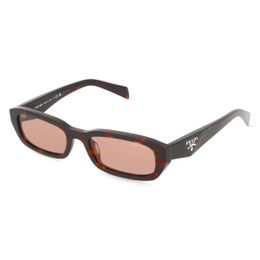 Prada 0PR B06S | Damen-Sonnenbrille | Fassung: Vollrand, Eckig, Acetat, Braun Orange | Glasfarbe: Braun