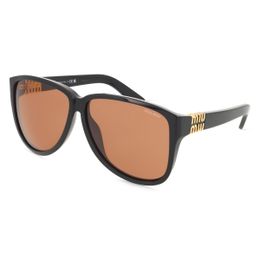 Miu Miu 0MU A08S | Damen-Sonnenbrille | Fassung: Vollrand, Pilot, Acetat, Schwarz | Glasfarbe: Braun