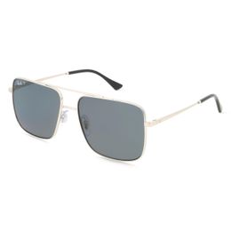 Ray-Ban 0RB3758 ARI | Unisex-Sonnenbrille | Fassung: Vollrand, Quadratisch, Metall, Silber | Glasfarbe: Grau Verlaufend