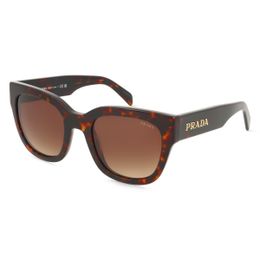 Prada 0PR C04S | Damen-Sonnenbrille | Fassung: Vollrand, Quadratisch, Acetat, Braun Orange | Glasfarbe: Braun Verlaufend