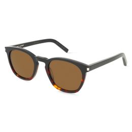 SAINT LAURENT SL 28 | Unisex-Sonnenbrille | Fassung: Vollrand, Eckig, Acetat, Schwarz | Glasfarbe: Braun