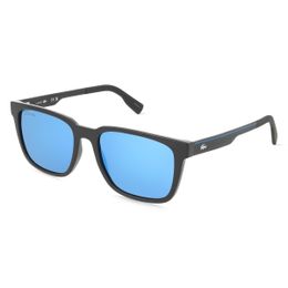 Lacoste L6077S | Herren-Sonnenbrille | Fassung: Vollrand, Eckig, Kunststoff, Schwarz | Glasfarbe: Blau Spiegel Blau