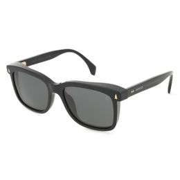 Moncler 0ME6018 VALAIRE | Unisex-Sonnenbrille | Fassung: Vollrand, Pilot, Acetat, Schwarz Gl&auml;nzend | Glasfarbe: Grau