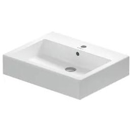 Duravit Waschtisch Vero 600mm, geschliffen mit &Uuml;berlauf, mit Hahnlochbank, 1 Hahnloch, 0454600027, Farbe: Wei&szlig;