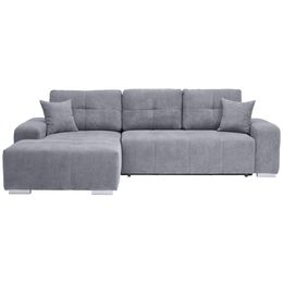 CARRYHOME Ecksofa, Blau, Grau, Textil, Uni, 4-Sitzer, F&uuml;llung: Schaumstoff, Ottomane links, L-Form, 280x194 cm, Stoffauswahl, Liegefunktion, seitenverkehrt erh&auml;ltlich, R&uuml;cken echt, Wohnzimmer, Sofas & Couches, Wohnlandschaften, Ecksofas