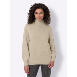 Heine Witt Damen Rollkragenpullover mit leichten Ballon&auml;rmeln, beige, Gr&ouml;&szlig;e 50