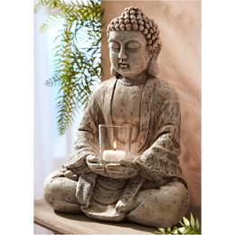 bonprix Deko-Figur Buddha mit Teelichthalter, grau