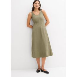 bonprix Midikleid mit vertikalen N&auml;hten, gr&uuml;n, Gr.38, &Auml;rmelloses Midikleid mit Teilungsn&auml;hten vorne und tiefem Ausschnitt vorne und hinten, 55% Baumwolle