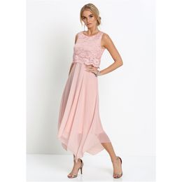 bonprix Premium Chiffonkleid mit Spitze, rosa