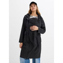 bonprix 3-in-1 wind- und wasserdichter Umstands- und Tragemantel mit zwei Eins&auml;tzen, schwarz, Gr.34, Regenjacke f&uuml;r die Schwangerschaft und danach