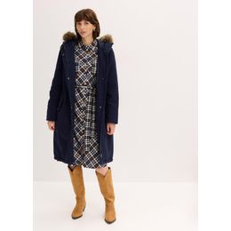 bonprix Wattierter Long-Parka, blau, mit Baumwolle