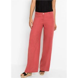 bonprix Palazzo-Hose aus luftigem Leinen-Mix, rosa, Gr.36, Modische als auch luftige Palazzo-Leinenhose., aus Leinen,Viskose