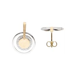 Jobo Damen Paar Ohrh&auml;nger "Ohrringe Goldohrringe 20 mm lang", SI = kleine Einschl&uuml;sse, Diamanten Gelbgold 585 Wei&szlig;gold 585gelbgold 585, Diamanten,