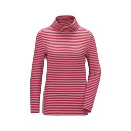 GOLDNER Damen Longpullover "Kurzgr&ouml;&szlig;e Kurzgr&ouml;&szlig;e - Hautsympathisches Ringelshirt mit Rollkragen", rot, Gr. 25, Obermaterial: 95% Modal CMD. 5%