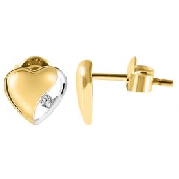 Adelia&acute;s ADELIA ́S Damen Paar Ohrh&auml;nger "Damen Ohrstecker aus Gold 333 mit Herz und Zirkonia", Damen, Gelbgold 333 Gold, silber, Gelbgold 333, Gold, Ohrringe