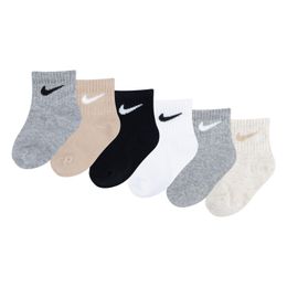 Nike Sportswear M&auml;dchen Socken "SWOOSH 6PK INFANT ANKLE SOCK", Gr. 68, grau, Obermaterial: 52% Baumwolle, 43% Polyester, 5% Elasthan, uni und