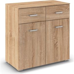 Kommode Rauch, B:80cm H:81cm T:42cmeiche sonoma, Holzwerkstoff, Schlafzimmer, Sideboards, "Gamma", mit zwei T&uuml;ren und zwei ger&auml;umigen Schubladen MADE