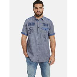 Jan Vanderstorm Herren Jeanshemd "Kurzarmhemd NATTFARI", blau, Gr. XL, Obermaterial: 100% Baumwolle CO., Hemden, mit Applikationen im Denimlook