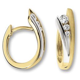 ONE ELEMENT Damen Paar Creolen "Zirkonia Ohrringe Creolen aus 333 Gelbgold", Damen,mit Zirkonia, Gelbgold 333 Goldgold, Gelbgold 333, Gold, Ohrringe,