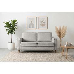 2-Sitzer Home Affaire, B:168cm H:89cm T:97cmsilber grau, 100% Polyester, Sofas, "Pinto Skandi, 166 cm, Chenille, Struktur", mit Keder, Massivholzf&uuml;&szlig;e