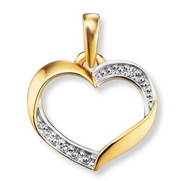 ONE ELEMENT Damen Kettenanh&auml;nger "0.01 ct Diamant Brillant Herz Anh&auml;nger aus 585 Gelbgold", 0,01, Diamanten Gelbgold 585 Gold, gold, Diamanten,