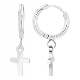 Adelia&acute;s ADELIA ́S Damen Paar Ohrh&auml;nger "Unisex Ohrh&auml;nger aus Edelstahl mit Kreuz - - &Oslash; 8 mm", Unisex, Edelstahl, silber, Edelstahl, Ohrringe
