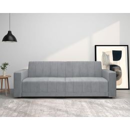 3-Sitzer DOREL HOME, B:225cm H:82cm T:91cm, grau, 100% Polyester, Sofas, "Allie II Schlafsofa 225 cm", Bett-Funktion (108/190cm), R&uuml;ckenlehne