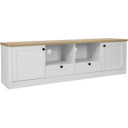 TV-Board OTTO HOME, B:180cm H:52cm T:39cmwei&szlig;, neutral, Spanplatte, Sideboards, "Ismund", aus MDF, mit Holz-Zierleiste, schwarzem Metallgriff, Breite