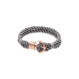 NENALINA Damen Armband "Anker Maritim Nylon B&auml;ndchen 925er Silber ros&eacute;", 18cm, ohne Stein, Silber 925 (Sterlingsilber), rosa, Silber 925