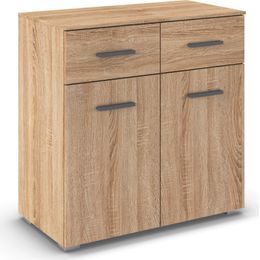 Kommode Rauch, B:80cm H:81cm T:42cmeiche sonoma, Holzwerkstoff, Schlafzimmer, Sideboards, "Gamma", mit zwei T&uuml;ren und zwei ger&auml;umigen Schubladen MADE