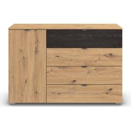 Kombikommode Rauch "Sideboard Kombikommode Schubladenkommode APOLLON", eiche artisan, schwarz oak, B:120cm H:81cm T:42cm, Holzwerkstoff, Sideboards, Kombikommode, 1 T&uuml;r, 4 breite Schubladen, Einlegeb&ouml;den verstellbar MADE IN GERMANY