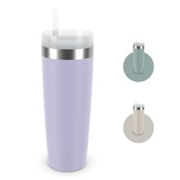Isolierflasche Emsa "Travel Mug Cool&sup3;", lavendel, H:25,47cm, Edelstahl, Polypropylen (PP), Trinkflaschen, Isolierflasche, 3 Deckelpositionen, f&uuml;r g&auml;ngige Autohalterungen, inkl. Strohhalm