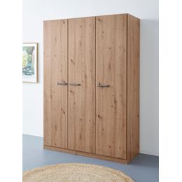 Dreht&uuml;renschrank Rauch, B:136cm H:197cm T:54cm, braun, Holzwerkstoff, Schr&auml;nke, "Kleiderschrank Schrank Garderobe W&auml;scheschrank VANDOR", in drei