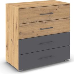 Schubkastenkommode Rauch, B:80cm H:81cm T:42cmeiche artisan, graumetallic, Holzwerkstoff, Sideboards, "Bilbao-Extra", mit 4 ger&auml;umigen Schubladen,