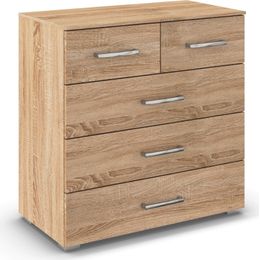 Kommode Rauch, B:80cm H:81cm T:42cmeiche sonoma, Holzwerkstoff, Schlafzimmer, Sideboards, "Gamma", mit f&uuml;nf ger&auml;umigen Schubladen in verschiedenen