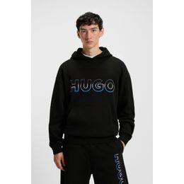HUGO BLUE Herren Sweatshirt "Nogudi"schwarz001, Gr. XL, unifarben, Sweatware, Obermaterial: 100% Baumwolle, Sweatshirts, mit Kapuze, regular fit,