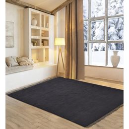 Teppich OTTO HOME, B:90cm H:5mm L:160cm, schwarz, Baumwolle, Wohnzimmer, Teppiche, "Gastines", Wendeteppich, reine Baumwolle, handgewebt, uni,