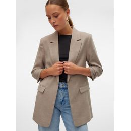 V&eacute;ro Moda VERO MODA Damen Longblazer "VMFRIDA LS REGULAR BLAZER NOOS", silber, Gr. 34, unifarben, Web, Obermaterial: 98% Polyester, 1% Elasthan, 1% Viskose,
