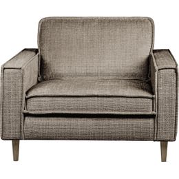 Loveseat Home Affaire, B:108cm H:89cm T:97cmbraun, 100% Polyester, Sessel, "Pinto Skandi 105 cm, Chenille, Struktur", mit Keder, Massivholzf&uuml;&szlig;e Eiche