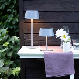 LED Au&szlig;en-Tischleuchte OTTO HOME, H:30cm &Oslash;:12,5cm, grau, Leuchten, "Oddny - Tischlampe 2er Set mit Solar u. Akku", 30 cm, aufladbar &uuml;. Solar & USB,
