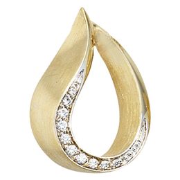 Jobo Damen Kettenanh&auml;nger "Anh&auml;nger Tropfen 19 mm", SI = kleine Einschl&uuml;sse, Diamanten Gelbgold 585gelbgold 585, Diamanten, Gelbgold 585,