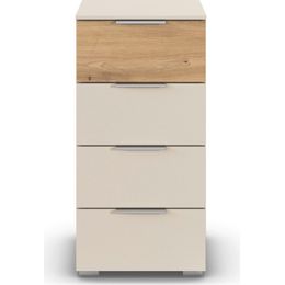 Schubkastenkommode Rauch "Highboard Sideboard Schubladenkommode Kommode ASTANA", beige (champagner), eiche artisan, B:40cm H:81cm T:42cm, Holzwerkstoff, Sideboards, mit 4 ger&auml;umigen Schubladen, Kantengriff in Alufarben MADE IN GERMANY