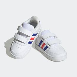 M&auml;dchen Sneaker "BREAKNET LIFESTYLE COURT TWO-STRAP HOOK-AND-LOOP", adidas Sportswear, Gr. 24, wei&szlig;, Synthetik, Textil, Schuhe, f&uuml;r Kinder