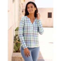 Casual Looks Damen Langarmshirt "Langarm-Shirt", gr&uuml;n, Gr. 54, bedruckt, gemustert, kariert, mehrfarbig, 95% Polyester, 5% Elasthan, Shirts