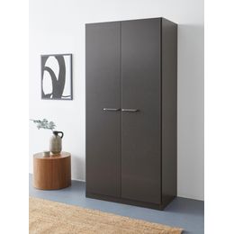 Dreht&uuml;renschrank Rauch, B:91cm H:197cm T:54cm, grau, Holzwerkstoff, Schr&auml;nke, "Kleiderschrank Schrank Garderobe W&auml;scheschrank VANDOR", in drei