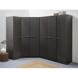 Schrank-Set Rauch, B:164cm H:197cm T:253cm, grau, Holzwerkstoff, Kastenm&ouml;bel-Sets, "Kleiderschrank Schrank Garderobe W&auml;scheschrank VANDOR", 6-t&uuml;rig