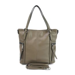 Schultertasche Harpa "TALIA", Damen, Gr. B/H/T: 40cm x 31cm x 40cm, taupe, Kunstfaser, unifarben, Taschen Schultertasche, mit seitlichen Rei&szlig;verschlussf&auml;chern