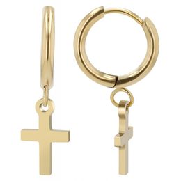 Adelia&acute;s ADELIA ́S Damen Paar Ohrh&auml;nger "Unisex Ohrh&auml;nger aus Edelstahl mit Kreuz - - &Oslash; 8 mm", Unisex, Edelstahl, silber, Edelstahl, Ohrringe