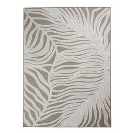 Teppich s.Oliver, B:80cm H:5mm L:150cm, beige, Kunstfaser, Wohnzimmer, Teppiche, "Skadom, Wende-Teppich im Blatt Design, auch f&uuml;r Balkon und