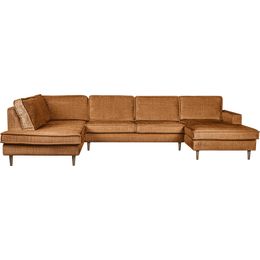 Wohnlandschaft OTTO HOME, B:349cm H:89cm T:206cmbrick rot, 100% Polyester, Sofas, "Pinto Skandi, 350 cm, U-Form, XXL, mit Ottomanen", mit Keder,